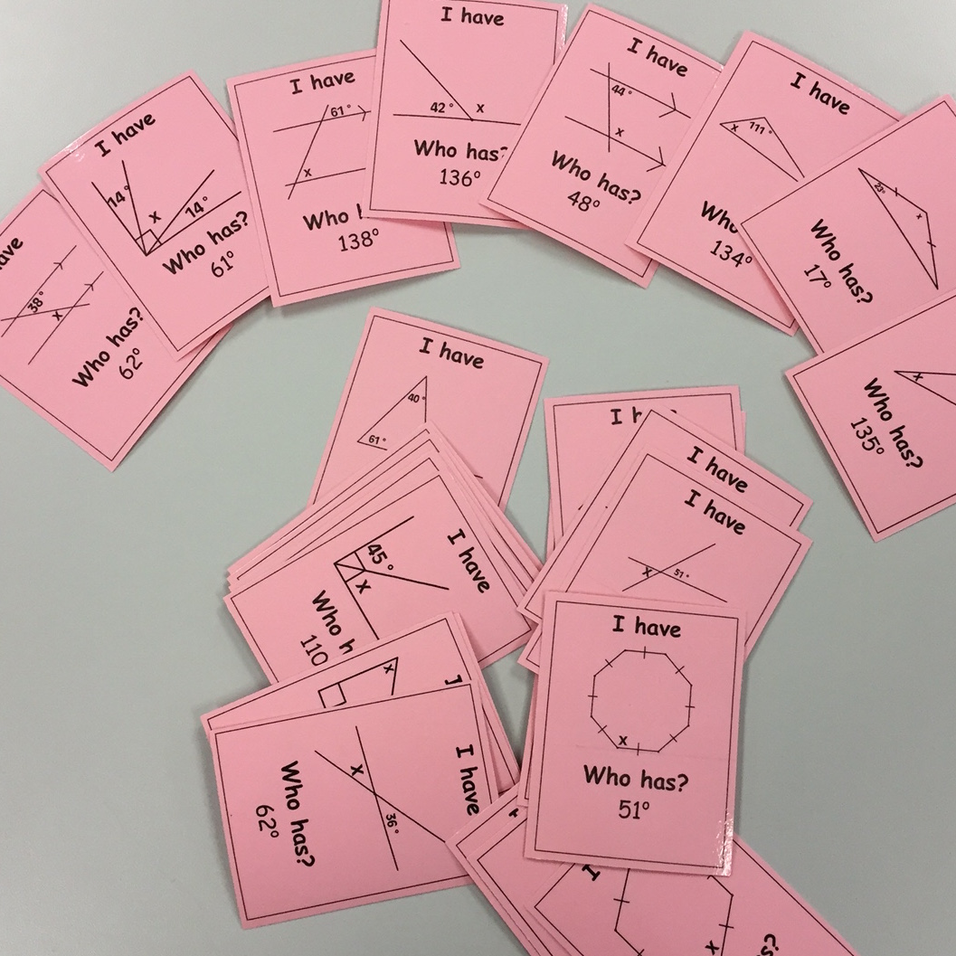 Engaging Math: I Have, Who Has - Angles