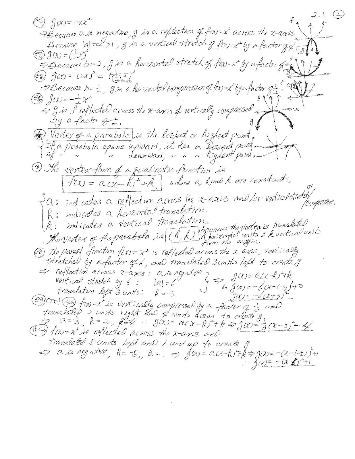 Sean's Math Page: Algebra 2 Class Note - Chapter 2.1