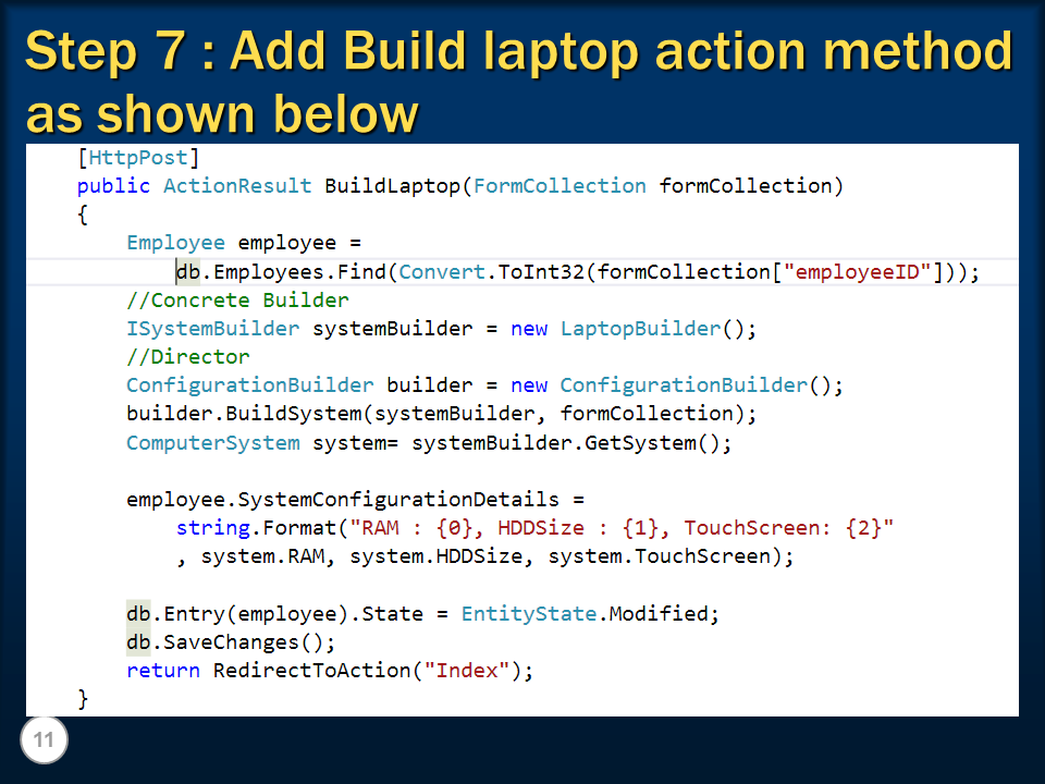 Sql server, .net and c# video tutorial: Builder Design Pattern ...