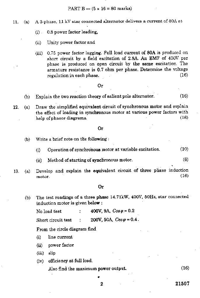 EE2302 Electrical Machines II Nov Dec 2015 Question Paper - University ...