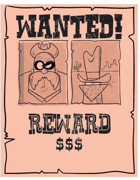 Millertoons: UNFINISHED WANTED POSTER FOR COWBOY THIEVES!