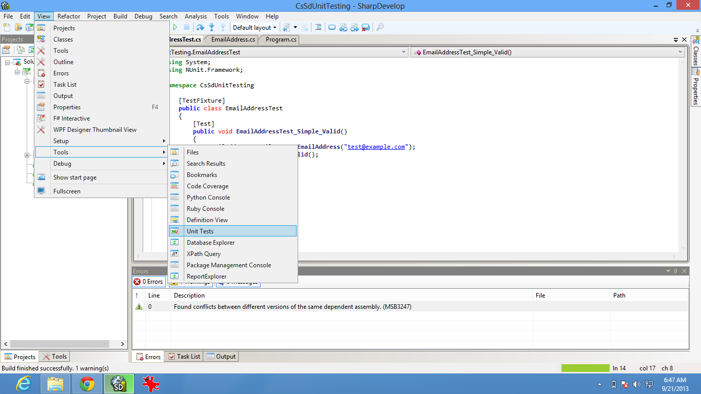 Programmer's Ranch: C#: Unit Testing with SharpDevelop and NUnit