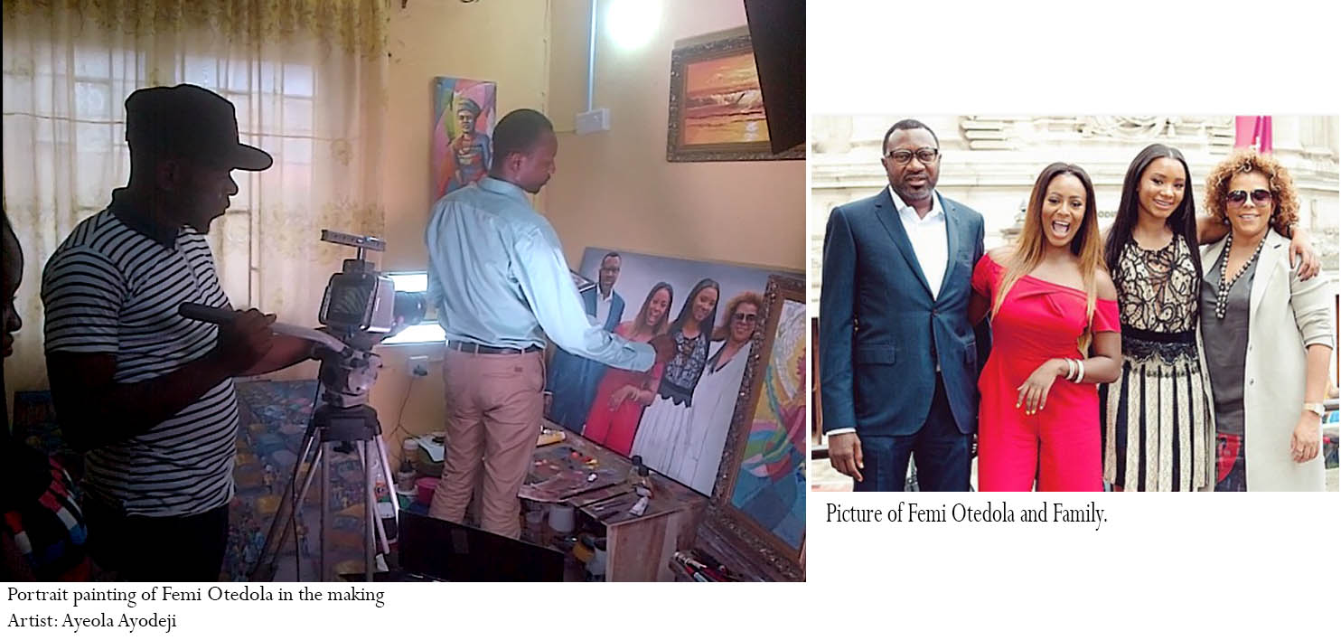 family Portrait painting of Femi Otedola Chairman of Forte Oil Plc