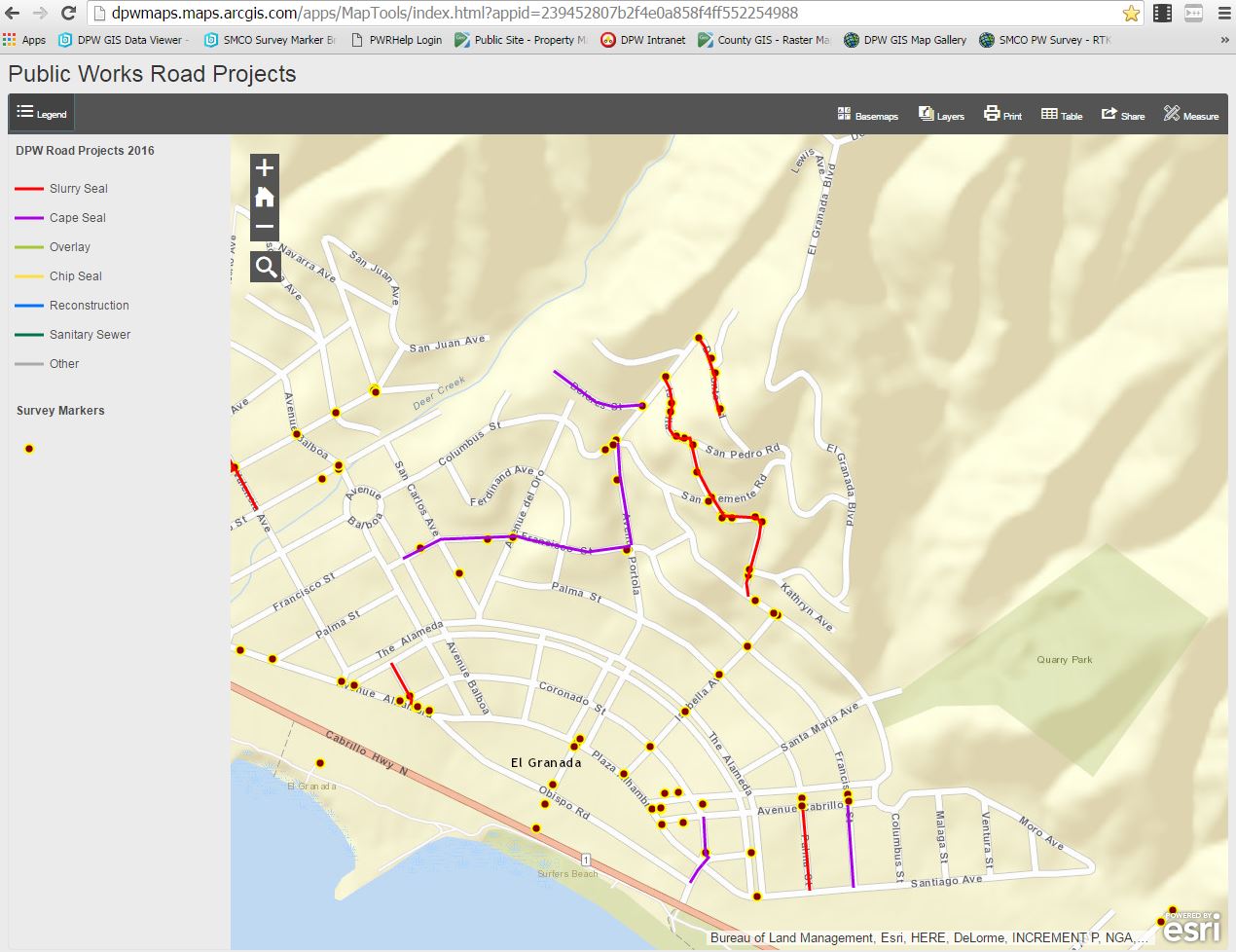 San Mateo County DPW Survey: 2016 Road Projects and Monument Preservation