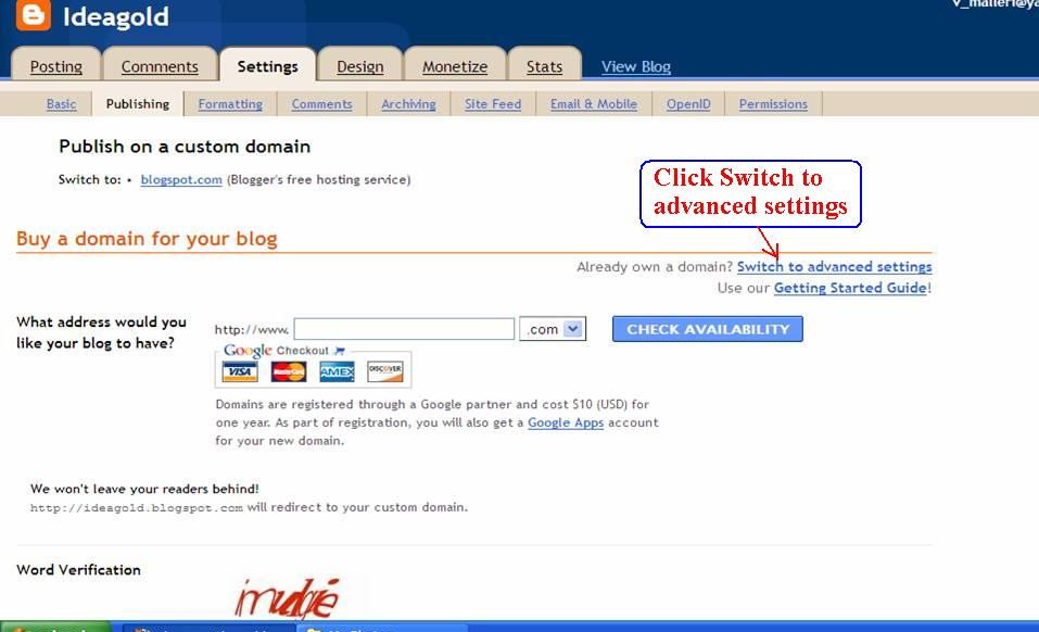 Ideagold: To Publish Your Blogger Blog Using Your Own Custom Domain (To ...