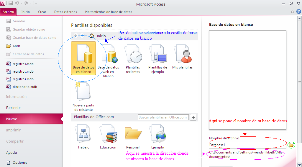 INFORMATICA ACCESS: INTERFAZ DE ACCESS