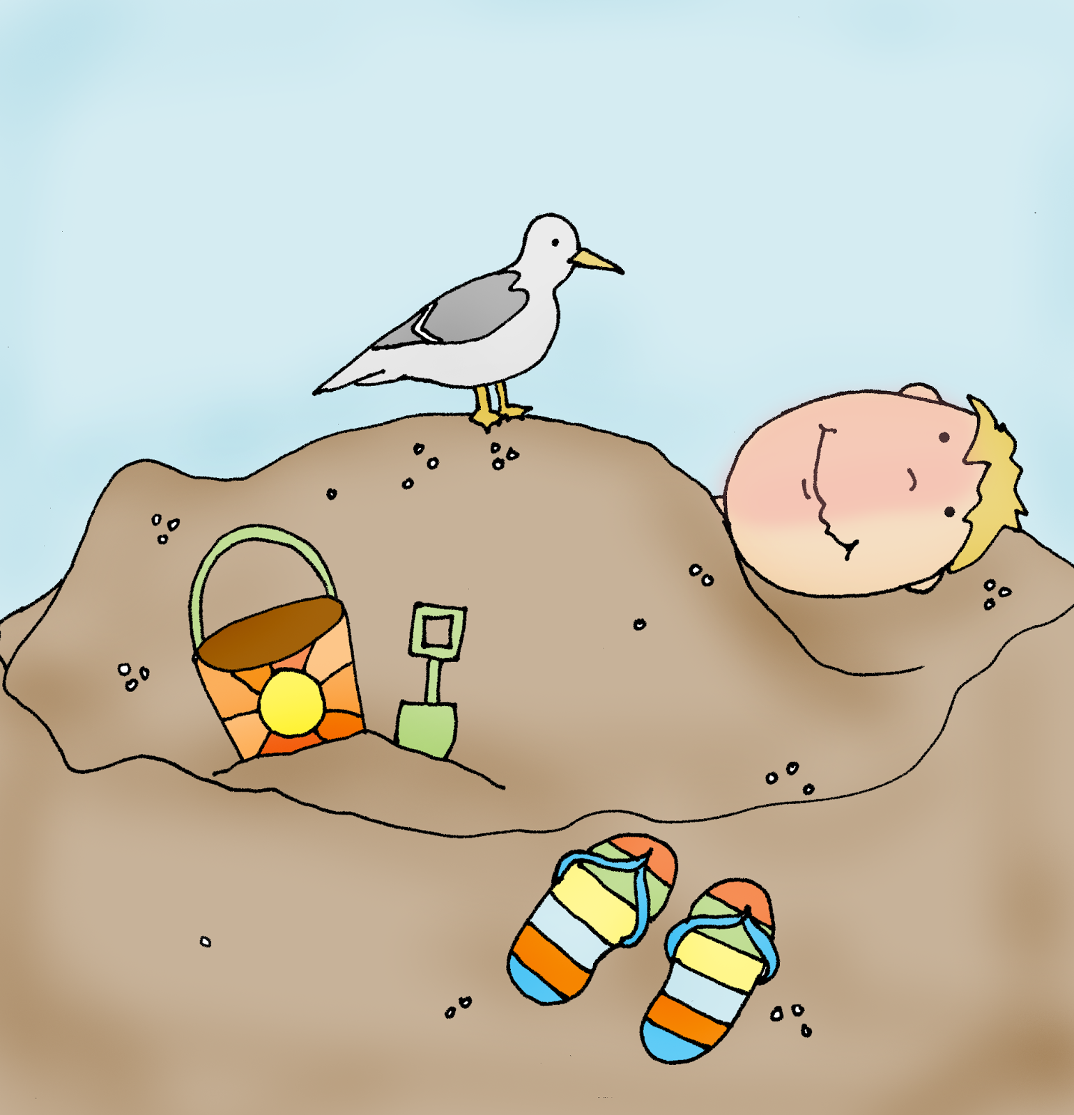 Free Dearie Dolls Digi Stamps: Buried in the Sand