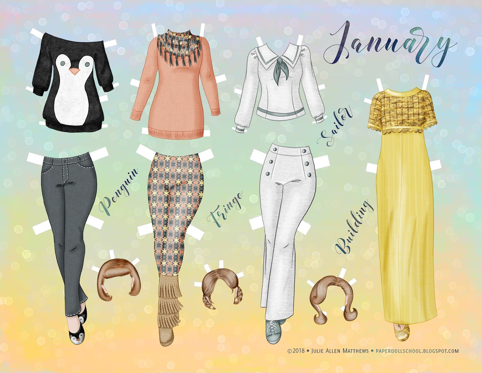 Paper Doll School: January Paper Doll - Set 2