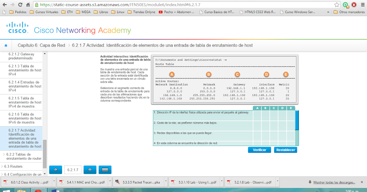 CISCO CCNA 1 v5.0: 6.2.1.7 Laboratorio