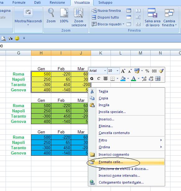 Di seguito vedi come fare una formattazione personalizzata alle caselle ...