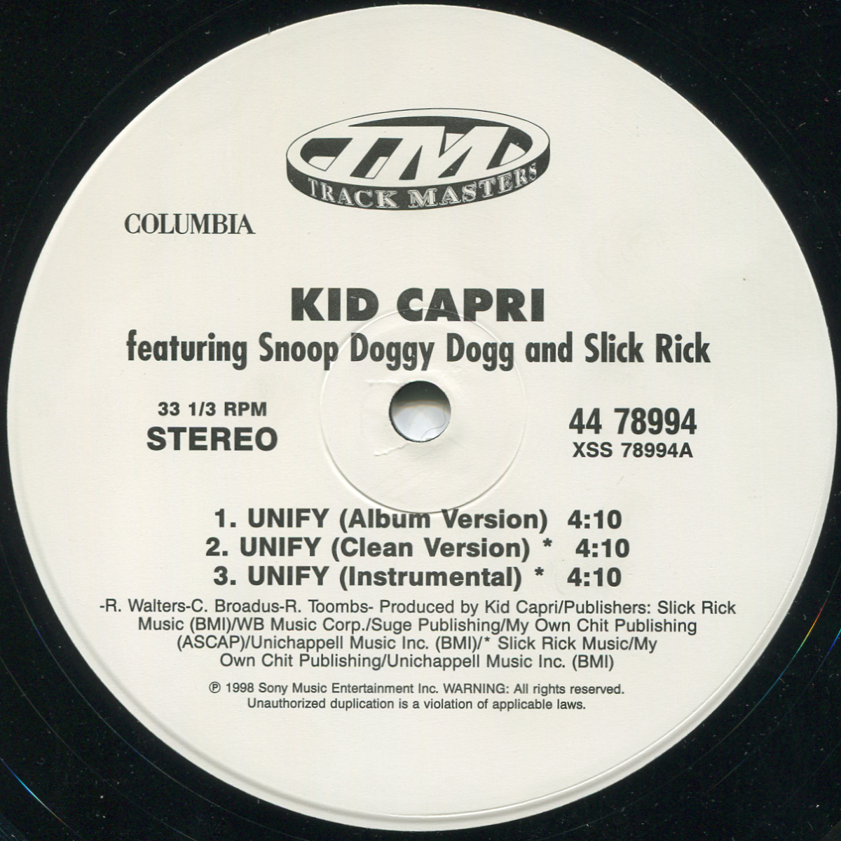 Rap Nerds: Kid Capri - Unify 12"