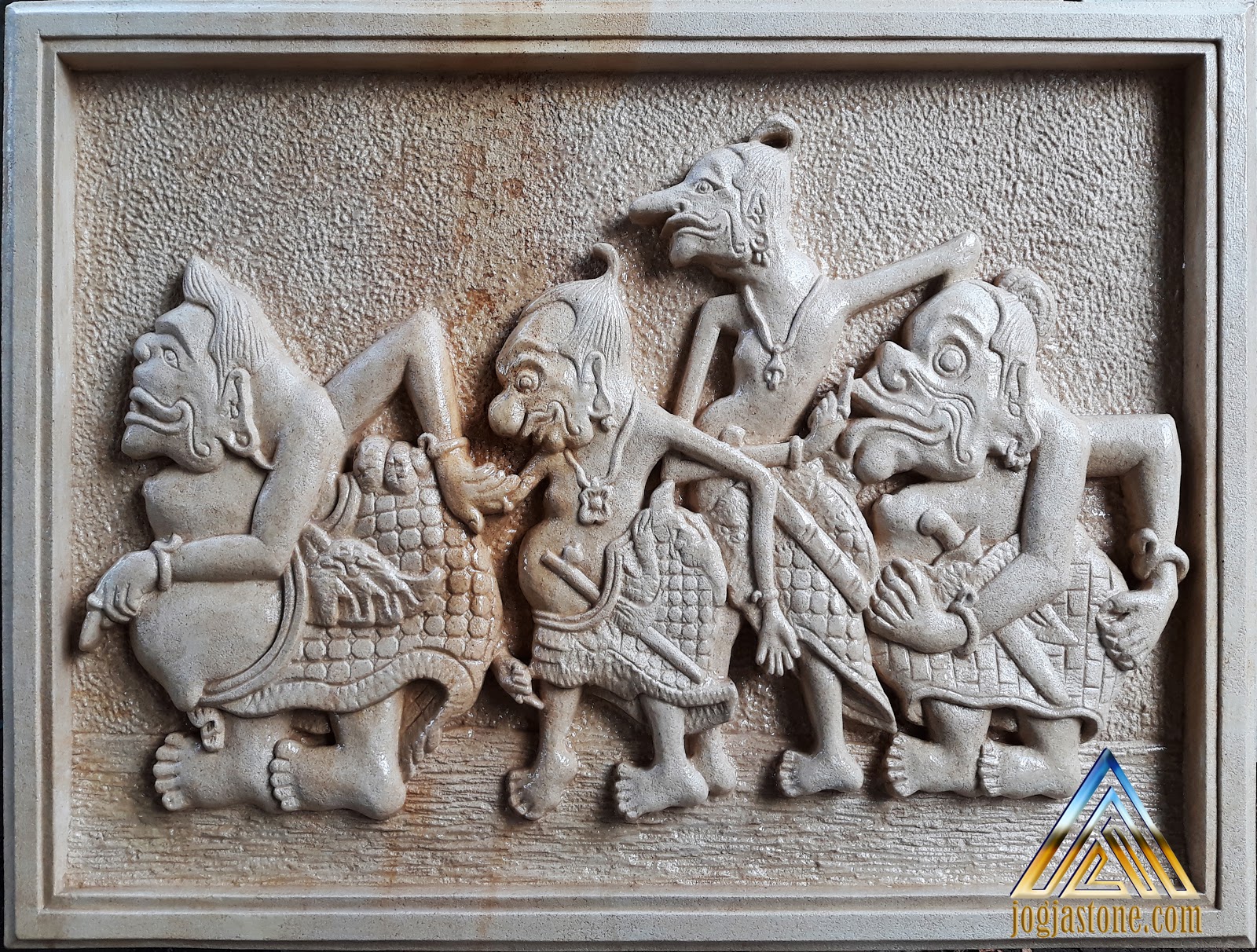Ukiran Relief batu alam Wayang punokawan