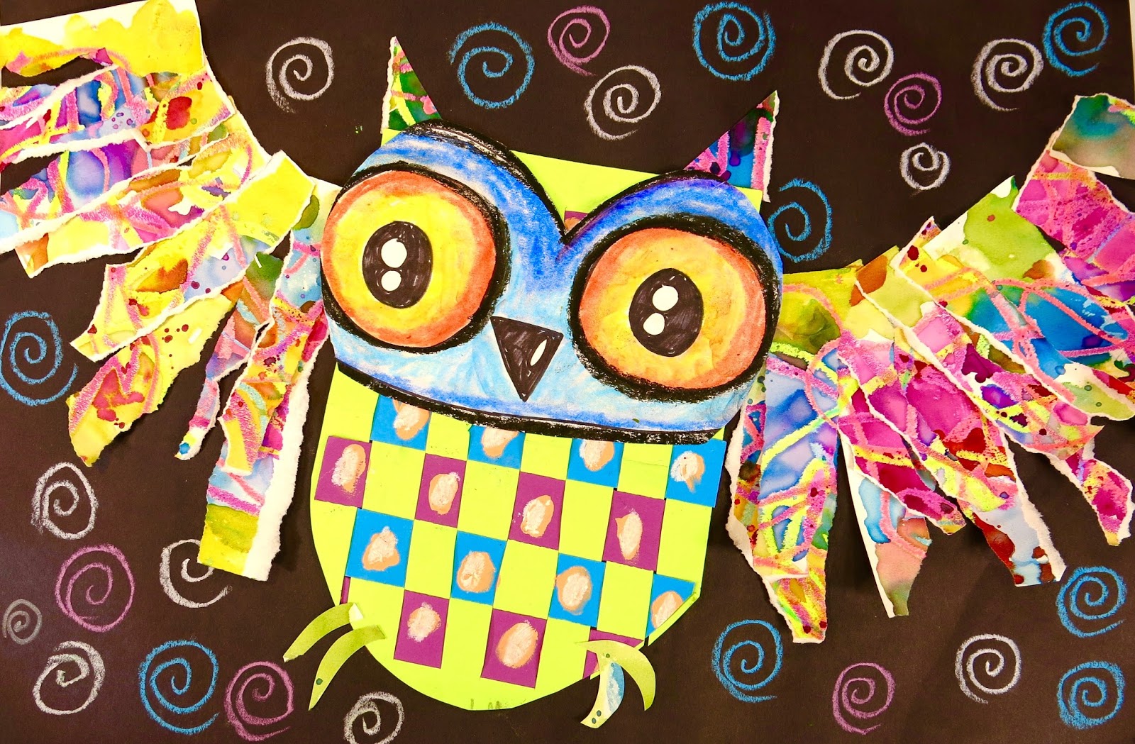 Cassie Stephens: In the Art Room: First Grade Woven Owls