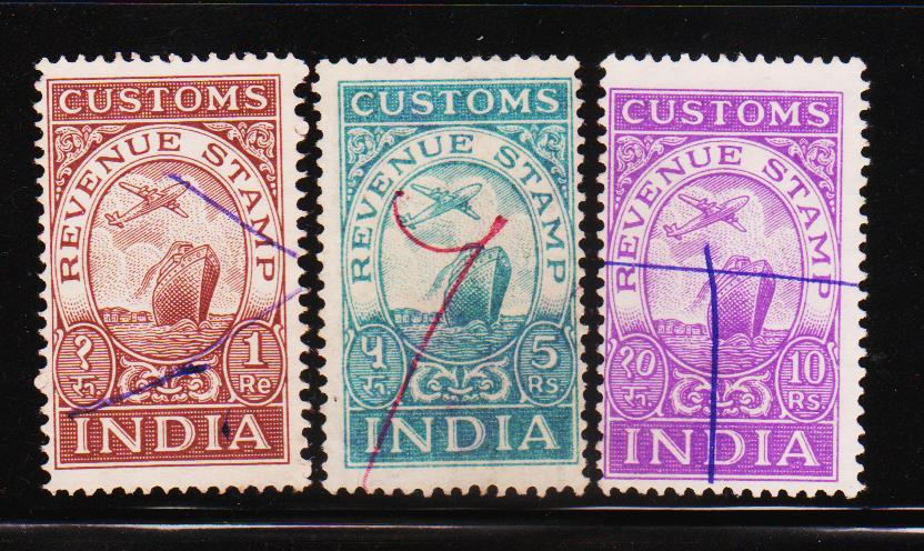 Heritage of Indian stamps site: India Customs revenue stamps
