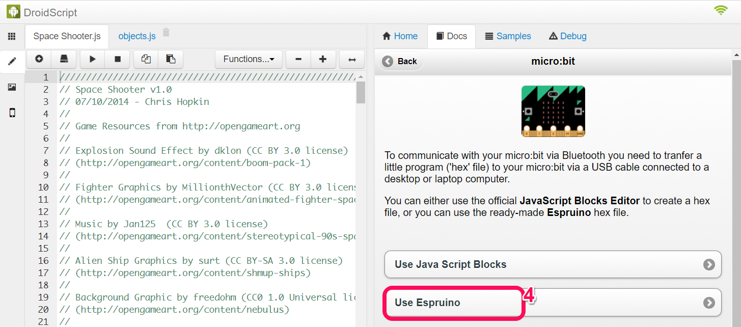 安裝 Android app - DroidScript 來寫 JavaScript 碼 即時點玩 BBC micro:bit LED矩陣