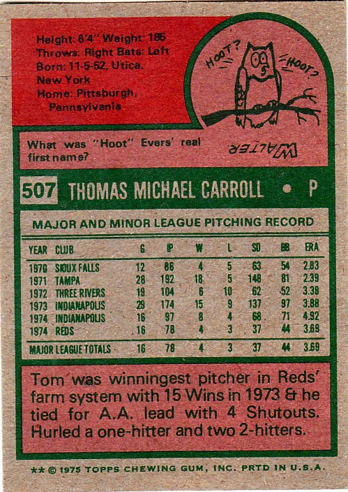 1975 Topps (it's far out, man): #507 - Tom Carroll