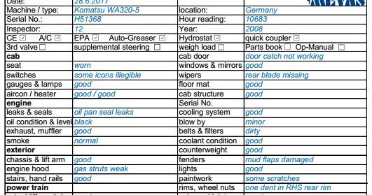 MEVAS Equipment Inspections: Wheel Loader Inspection Checklist