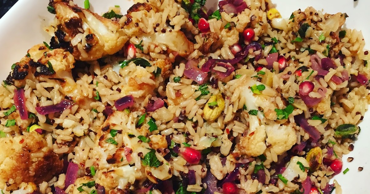 Persian New Year: Roasted Cauliflower and Grain Salad with Pomegranate