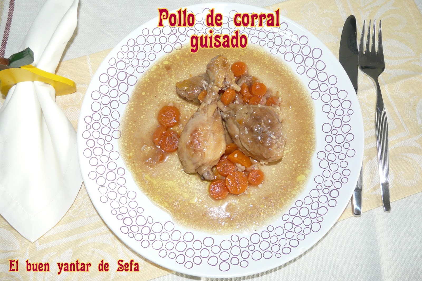 El buen yantar de Sefa: POLLO DE CORRAL GUISADO con cerveza de manzana