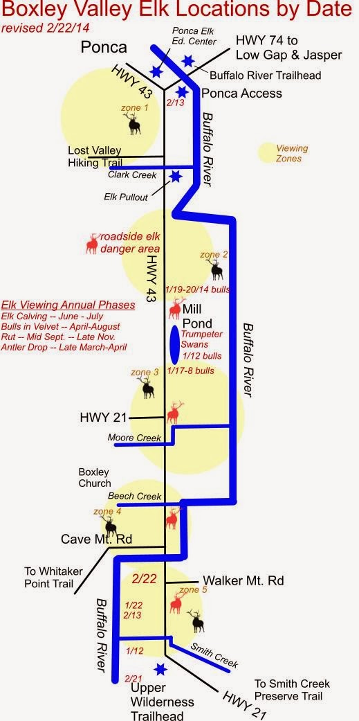 Arkansas Wildlife Photography: 2/22/14 Elk Herd Map & Boxley Valley Report