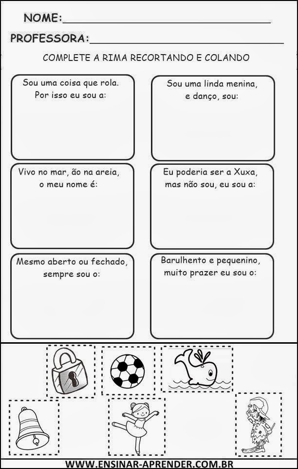 A Arte de Educar: ATIVIDADES COM RIMAS