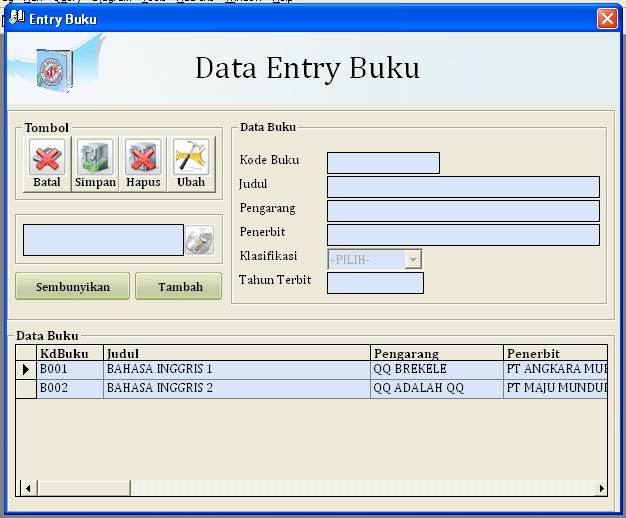 Contoh Form entry data buku + listing menggunakan VB 6.0 ~ blog gado gado