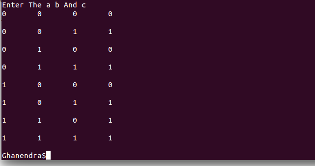 C Program Generate Truth Table Of X Yc Using Loops 7895