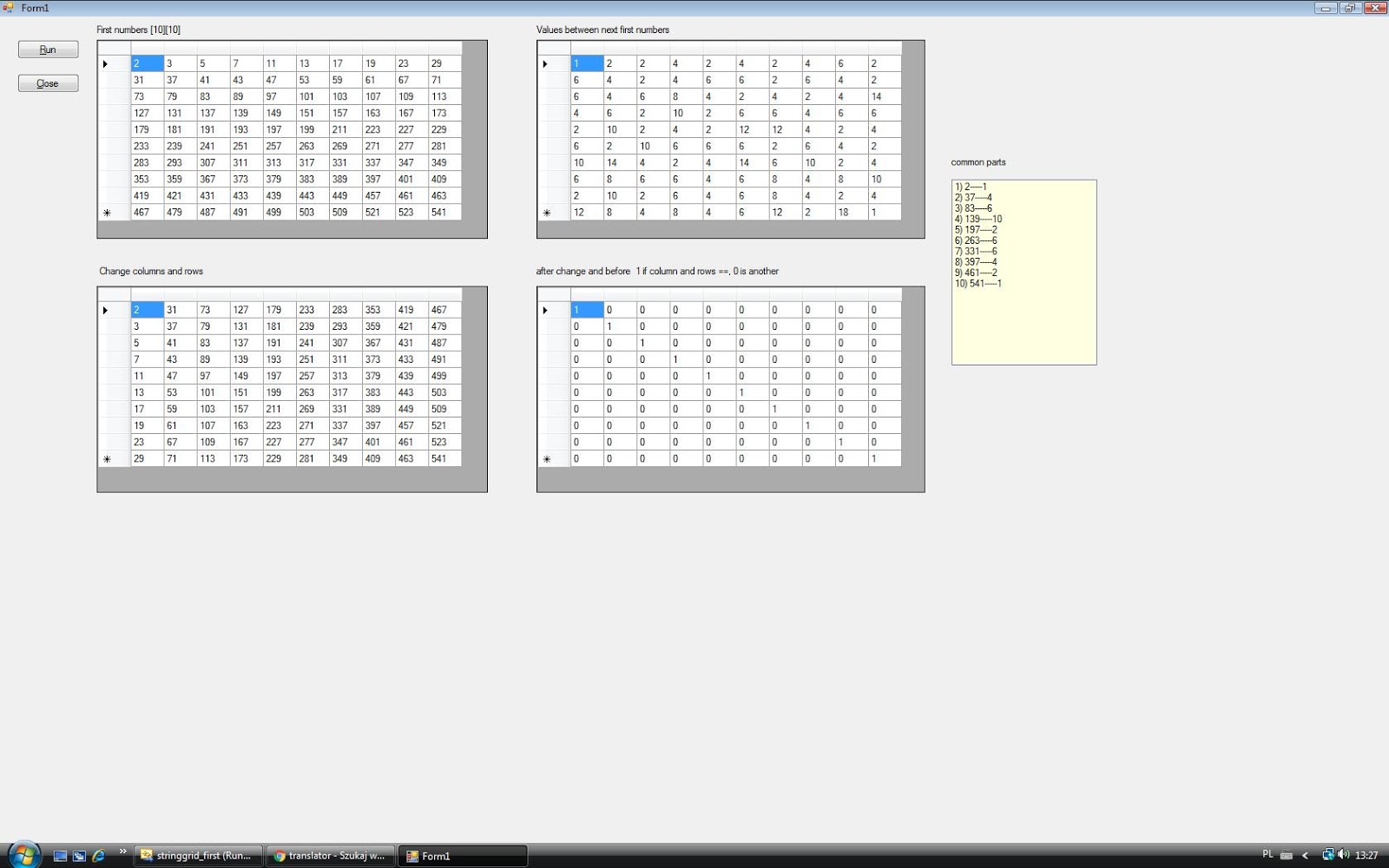 Cc Algorithms And Programs First Numbers In Datagridview Visual C