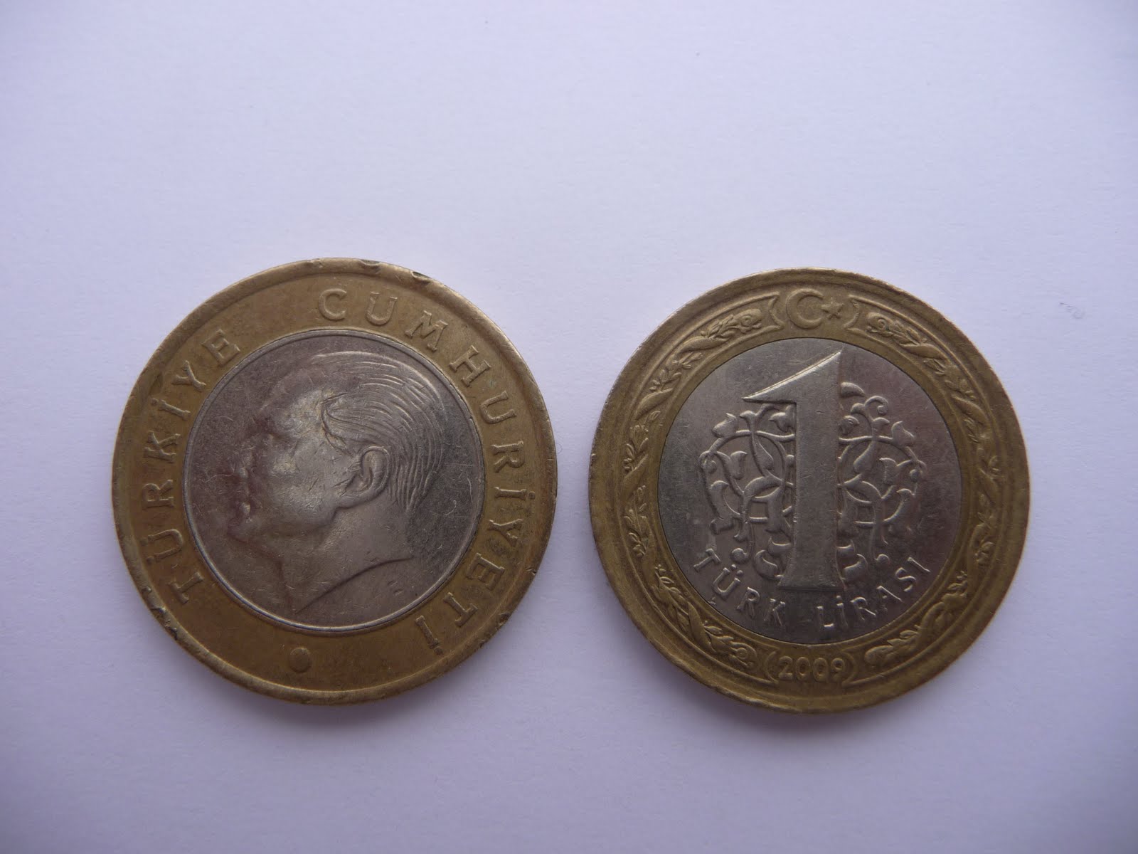 colección de monedas: Liras Turcas (billete 20 liras y moneda 1 lira)