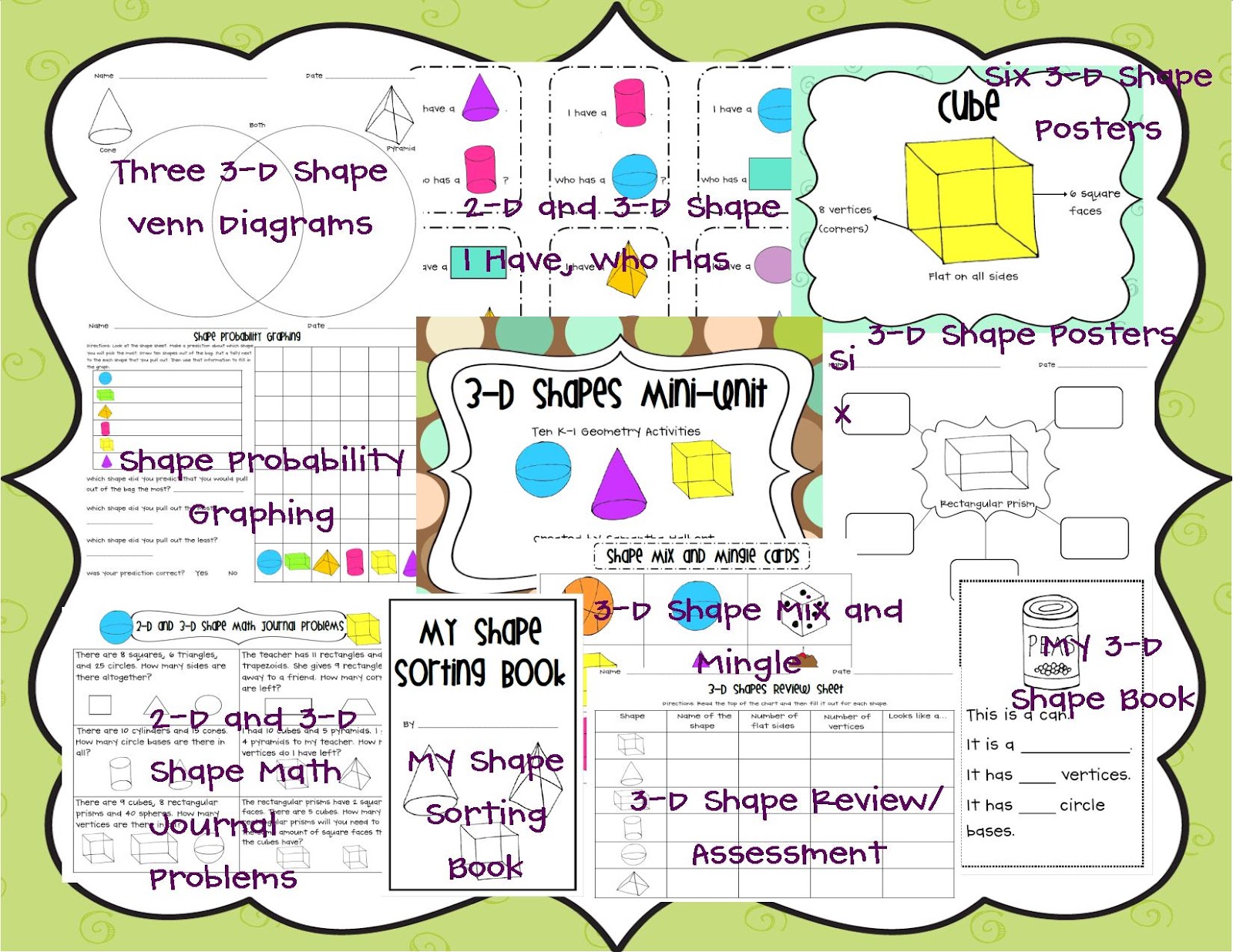 Learning with a Happy Heart: 3-D Shapes Unit Sale