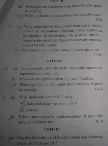 Data Structure Cse 203e Kurukshetra University Kuk 2012 Question Paper University Question