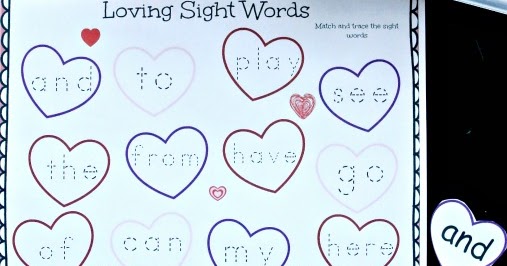 Valentine's Day Sight Word Match and Trace Activity | School Time Snippets