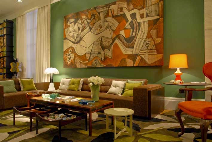 Decoración de salas en verde y marrón - Colores en Casa