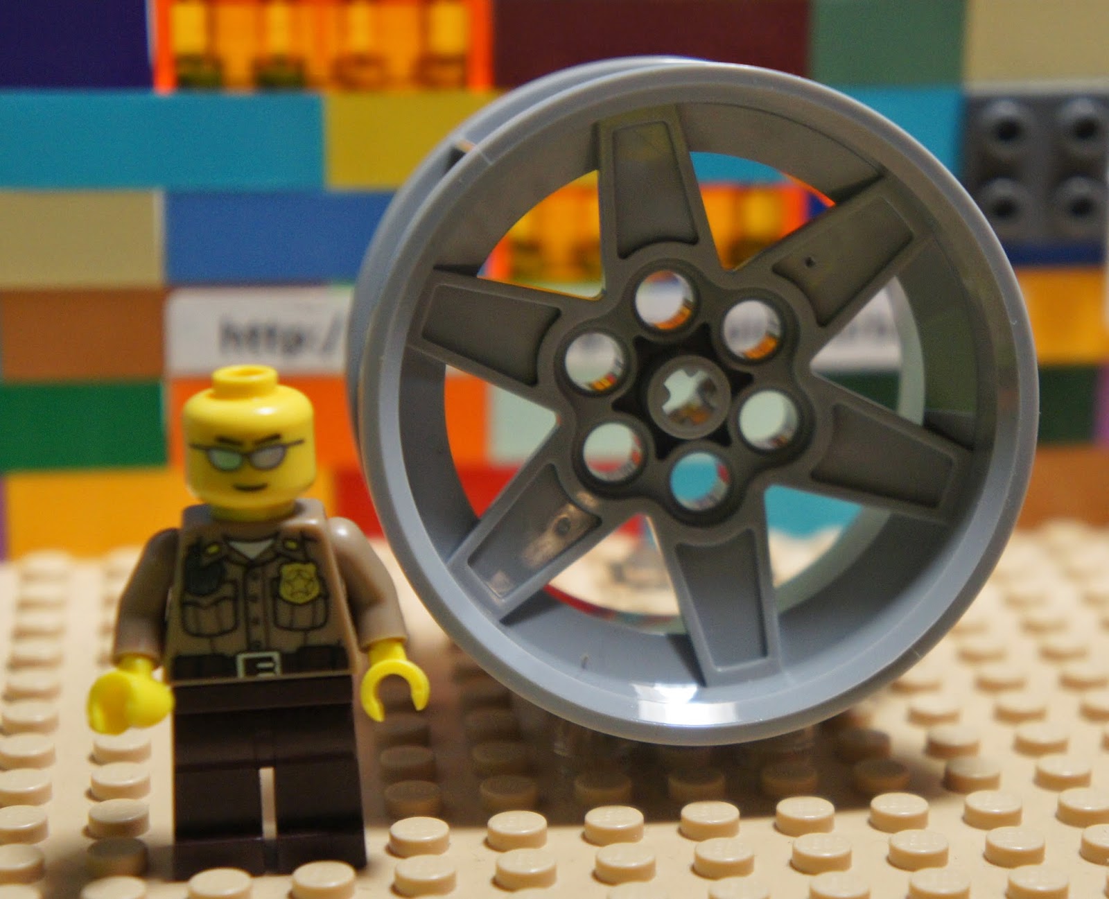 LEGO 6065490 Medium Gray RIM 56x34 w/ 6 Holes For Snap Ø4,85 w/ Cross ...