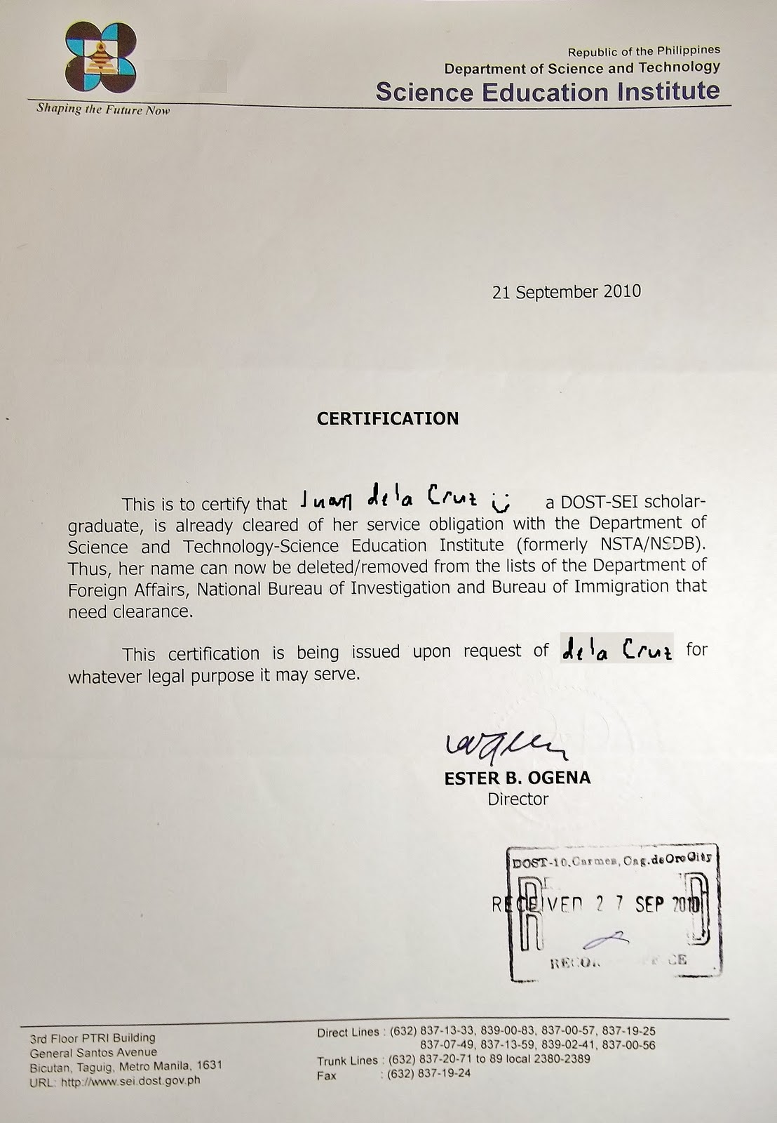 Random Ramblings: How to get your DOST Final Clearance