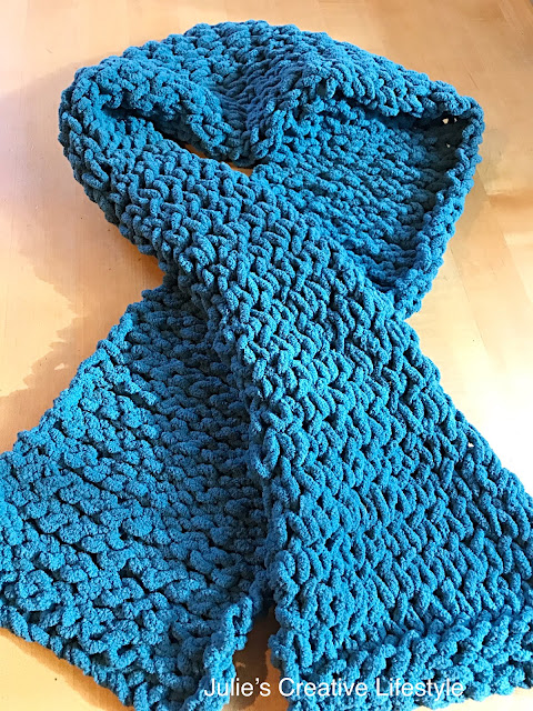 Making a Knit Scarf Using Blanket Yarn | Julie's Creative Lifestyle