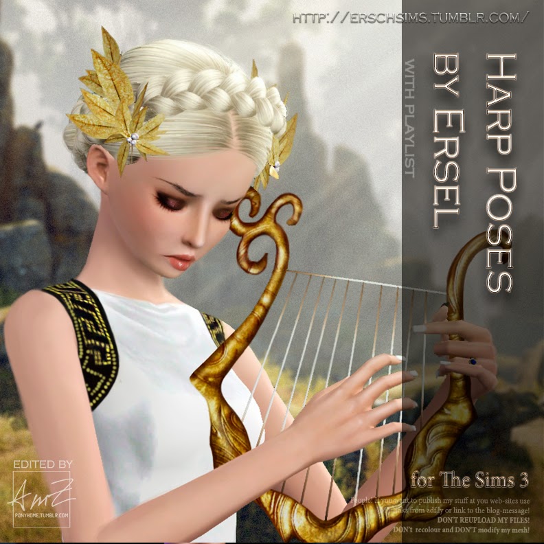 Golden Leaves,poses with a Harp by Ersel | ErSch Sims
