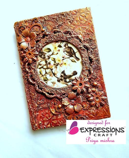 Priya Mishra Blog: Mixed Media Diary cover for Expressions Craft