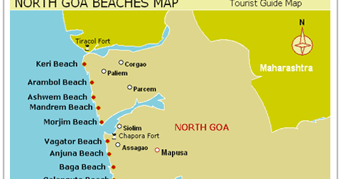Visit.India: North Goa Map with beaches names