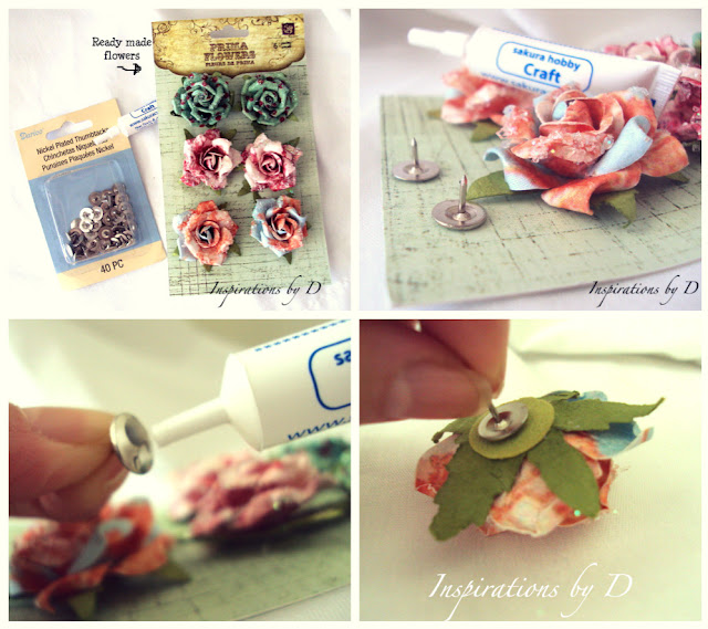 Inspirations by D: How to Make Scrapbook Paper Flower Hair Pin & Push Pin