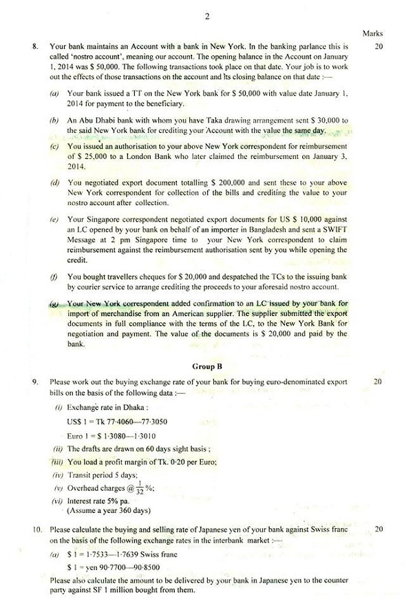 International Trade and Foreign Exchange Question 2014, 2015, 2016 ...
