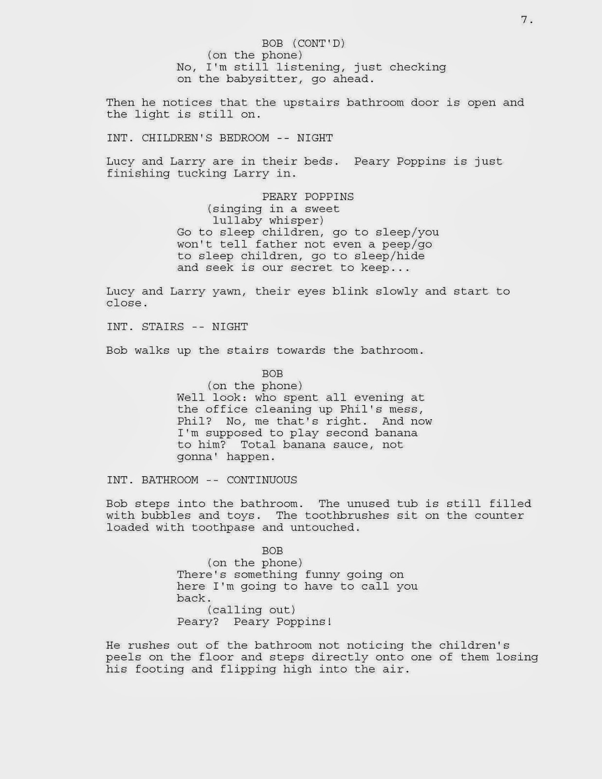 WRITING SAMPLE: PEARY POPPINS AND THE BANANA TWINS (ANIMATED SHORT ...