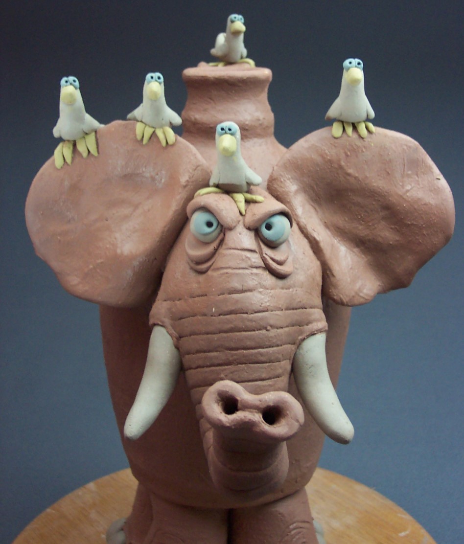 Wildmud Pottery And Sculpture: Elephant Face Jug In Progress