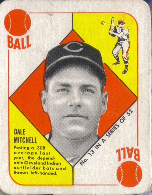 foul bunt: 1951 Topps Red Back #13 - Dale Mitchell