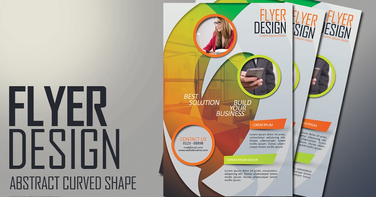 Create Abstract Curved Shape Flyer Design In Photoshop