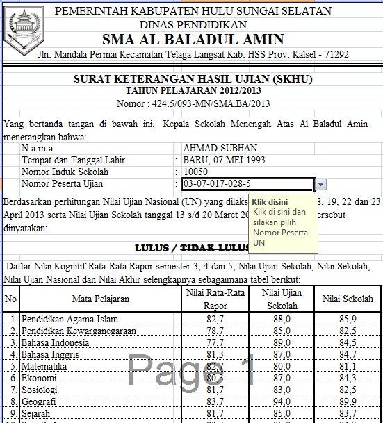 Contoh Surat Keterangan Ranking 1 - Delinewstv