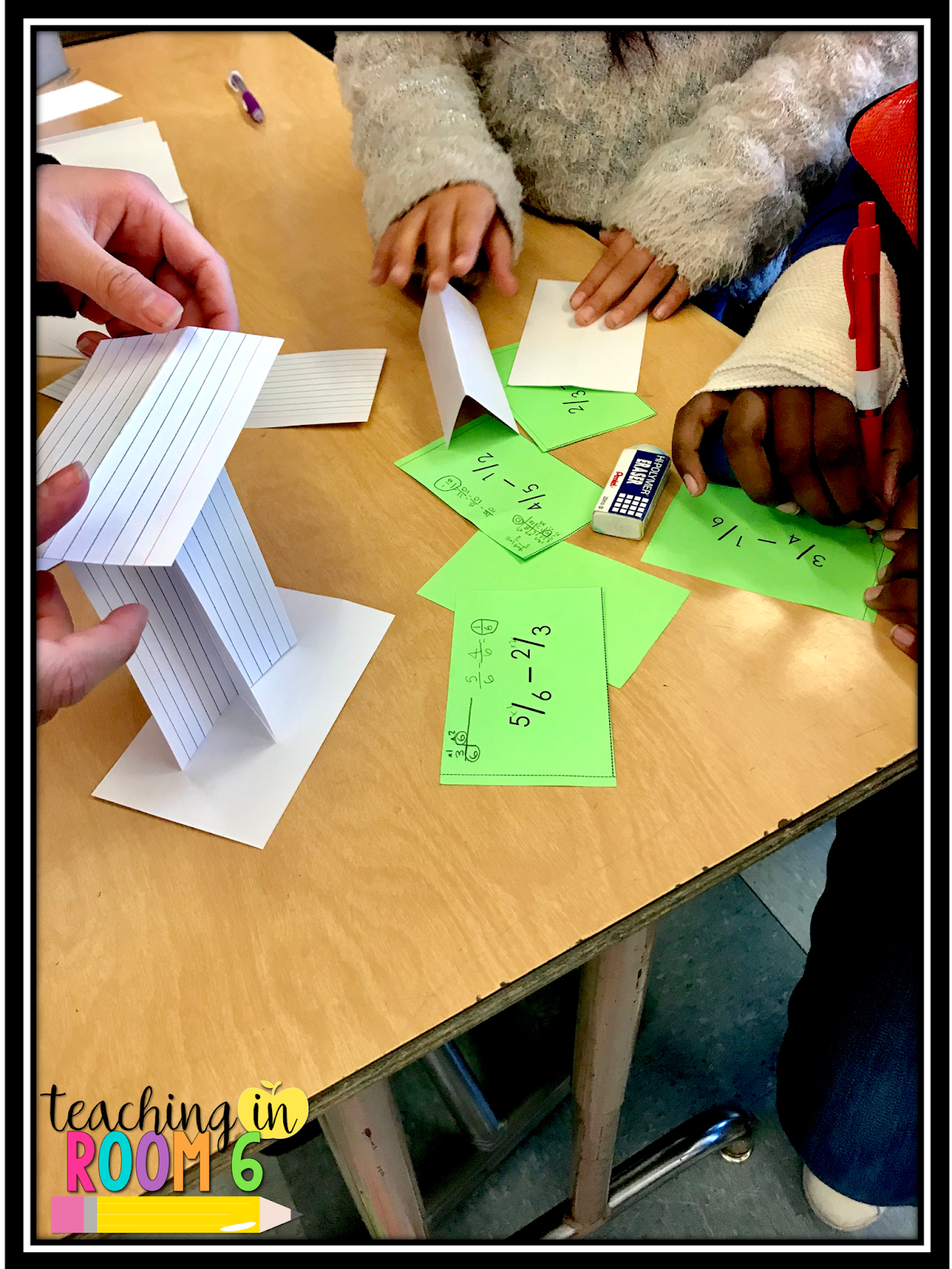 Math Problem Index Card Tower: A FUN Review Game | Teaching in Room 6