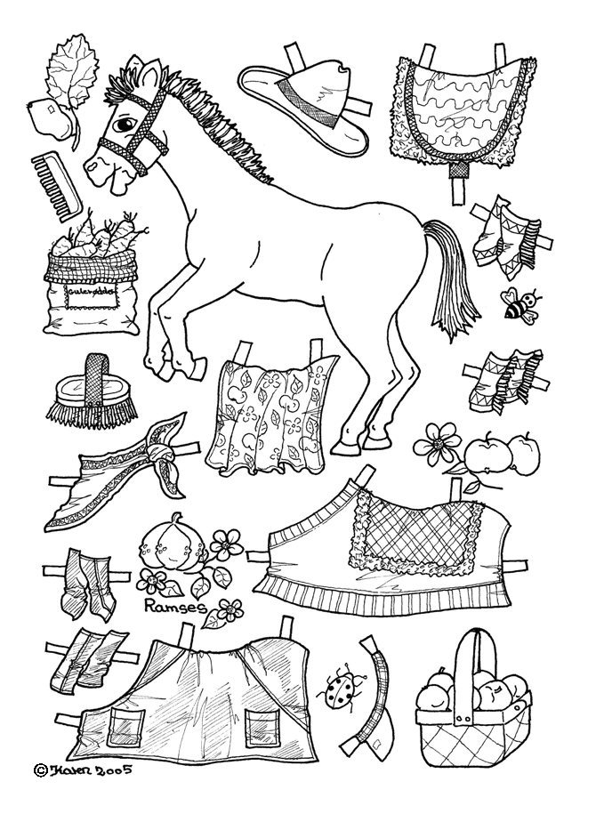 Karen`s Paper Dolls: Horses 1-8 Paper Dolls to Colour. Heste 1-8 ...