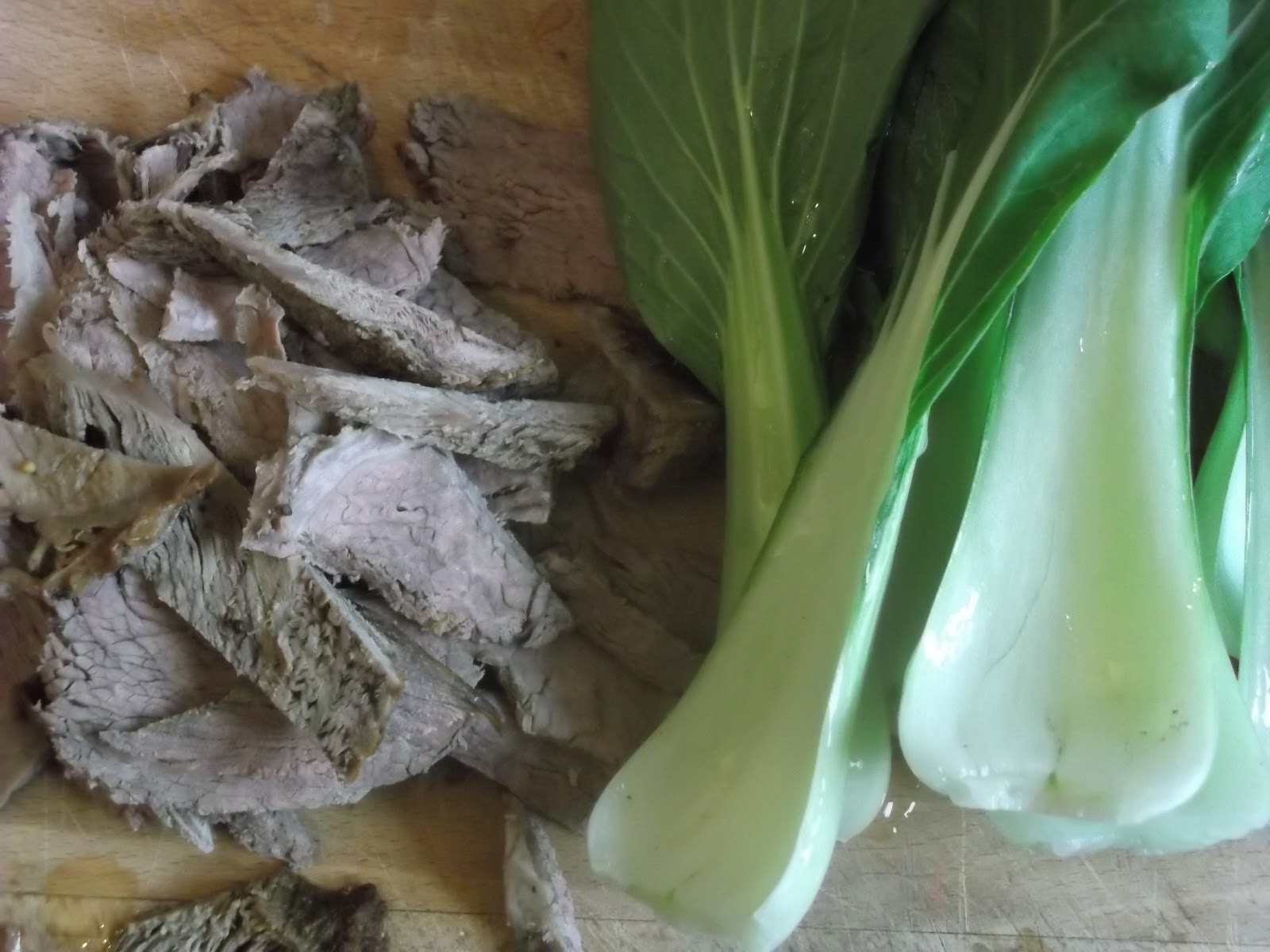 chip butties and noodle soup: super quick miso, pak choi and beef ...