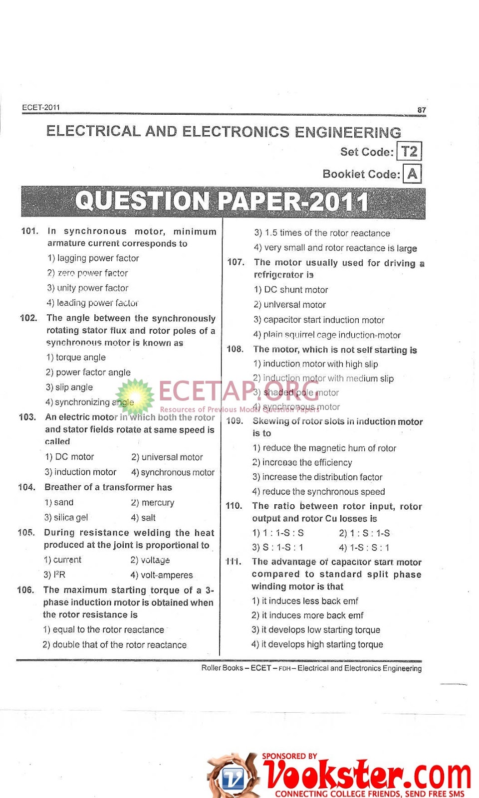 ECETAP - 2016, Previous, Model Papers, Question Papers EEE,ECE,SCE ...